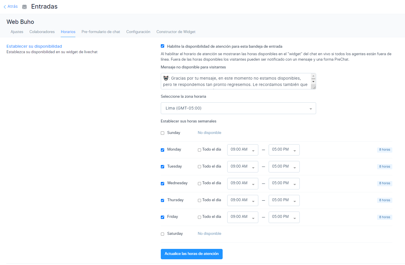 Canal Website | Documentación Chat Buho